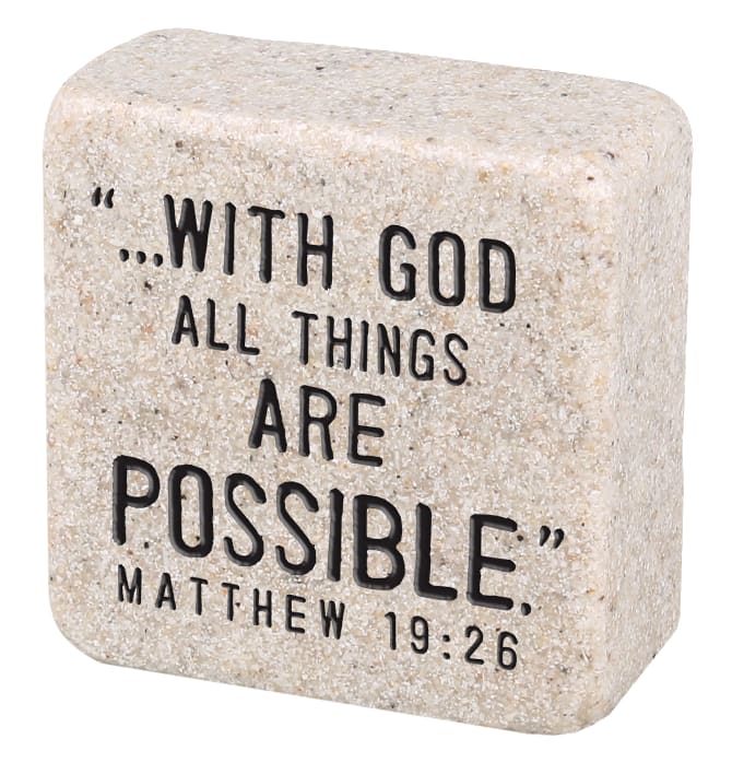 Cast Stone Plaque: Faith Scripture Stone, Cream (Matthew 19:26) – Koorong